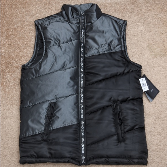 Marc Ecko | Jackets & Coats | Nwt Marc Ecko Shiny Silverblack Puffer ...